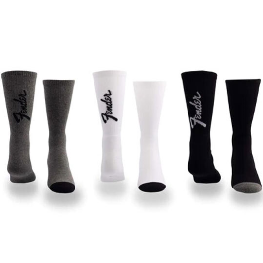 Perris Licensed Fender Exploded Logo Large Crew Socks in Asst-3 Pair ...
